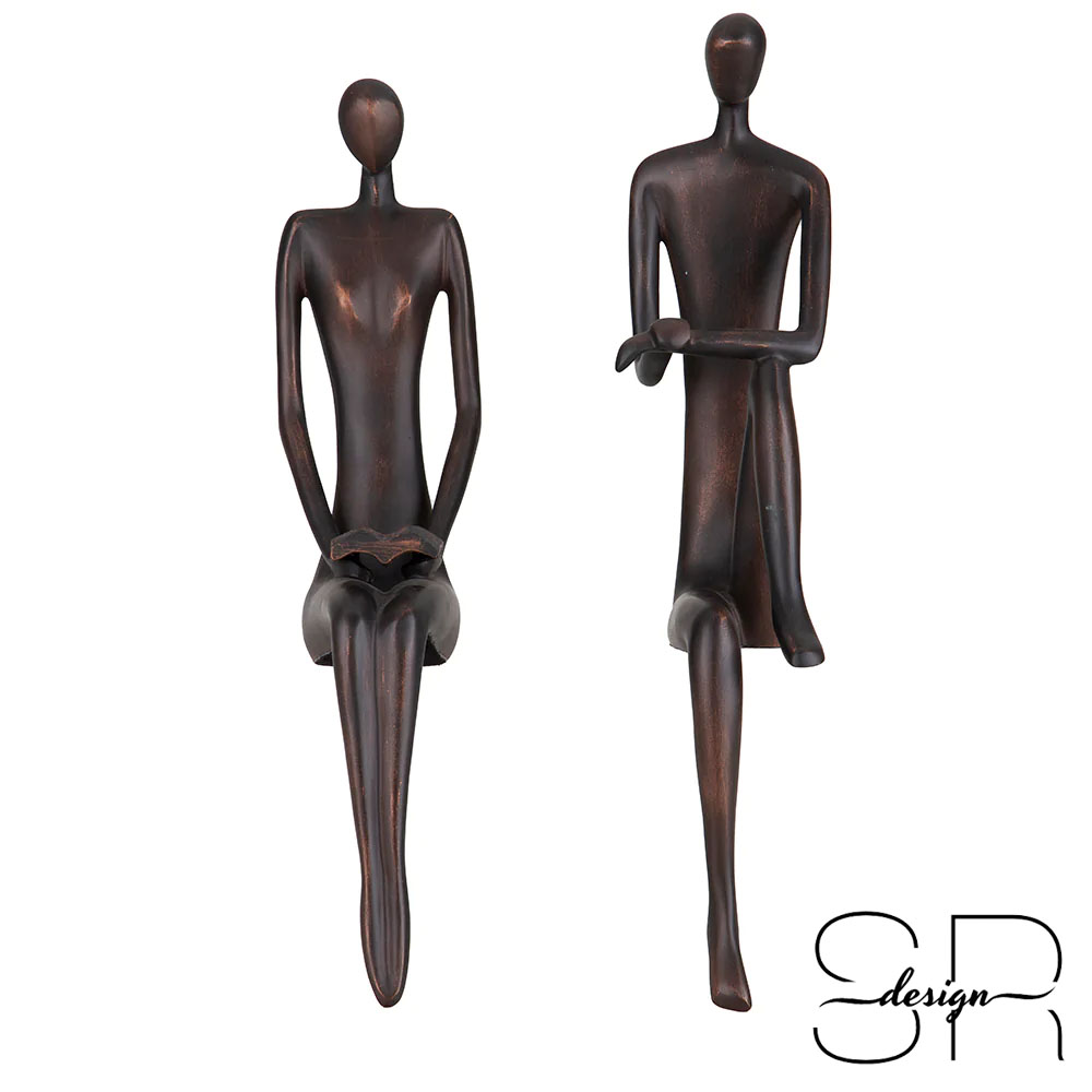 Escultura casal sabedoria cor ferro - Saari Design